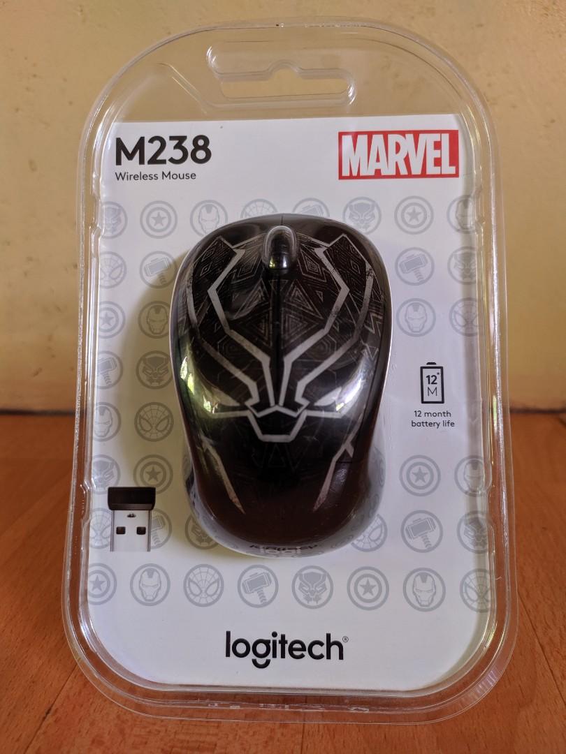 Logitech M238 Marvel Collection 2.4 GHz Wireless Mouse (Black Panther ...