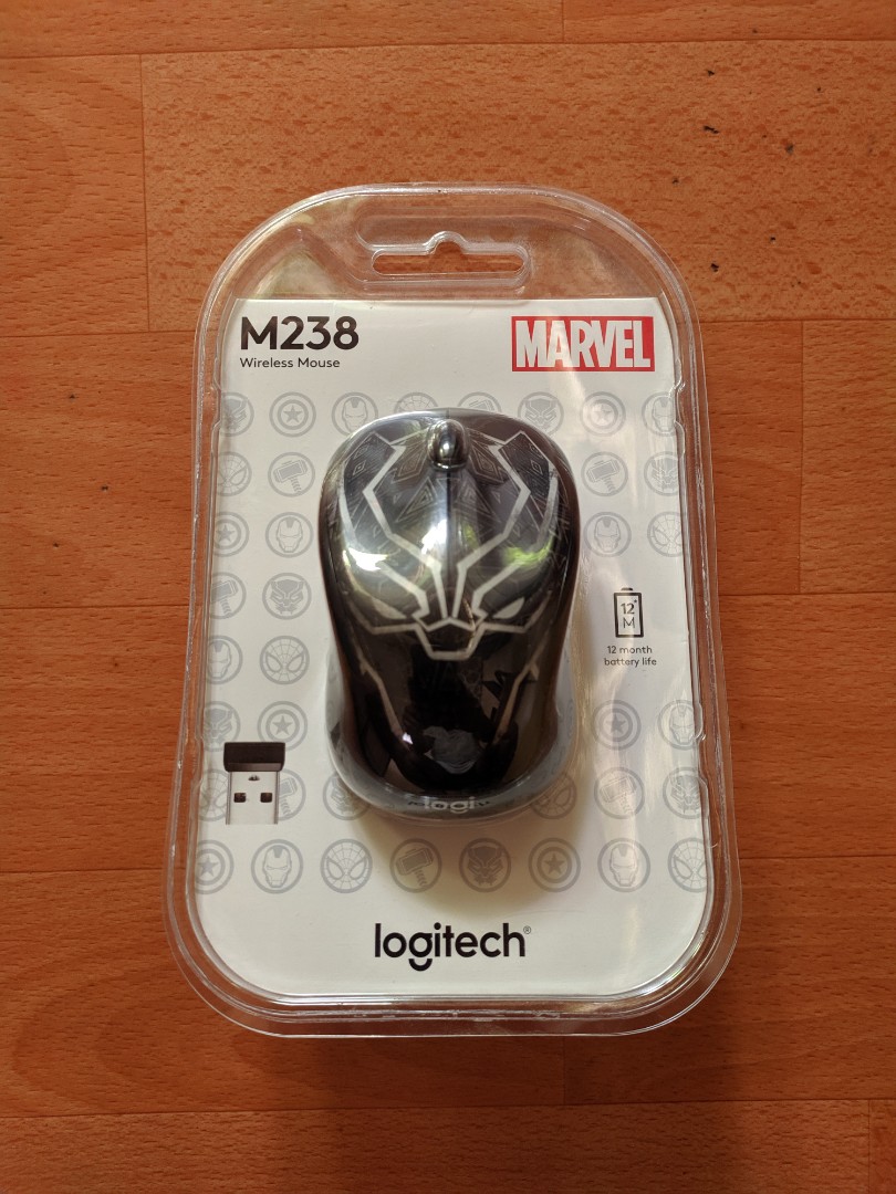 Logitech M238 Marvel Collection 2.4 GHz Wireless Mouse (Black Panther ...