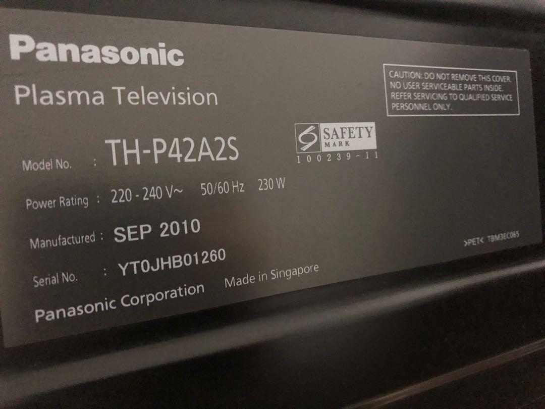 Panasonic Viera 42" Plasma TV (TH-P42A2S), TV & Home Appliances, TV ...
