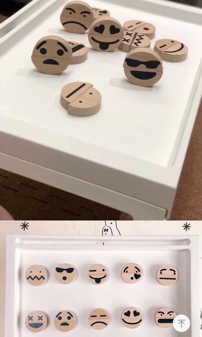 Wooden emotion blocks emoji mix match sensory play montessori feelings ...