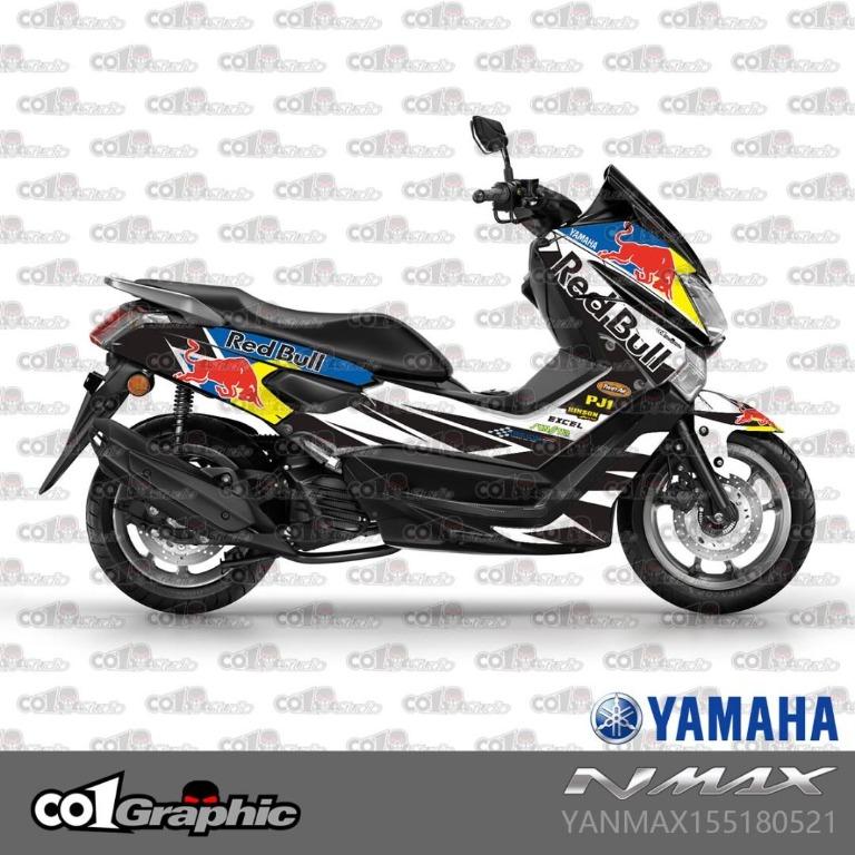Yamaha NMAX 155 scooter sticker racing 3M Red bull Redbull decals ...
