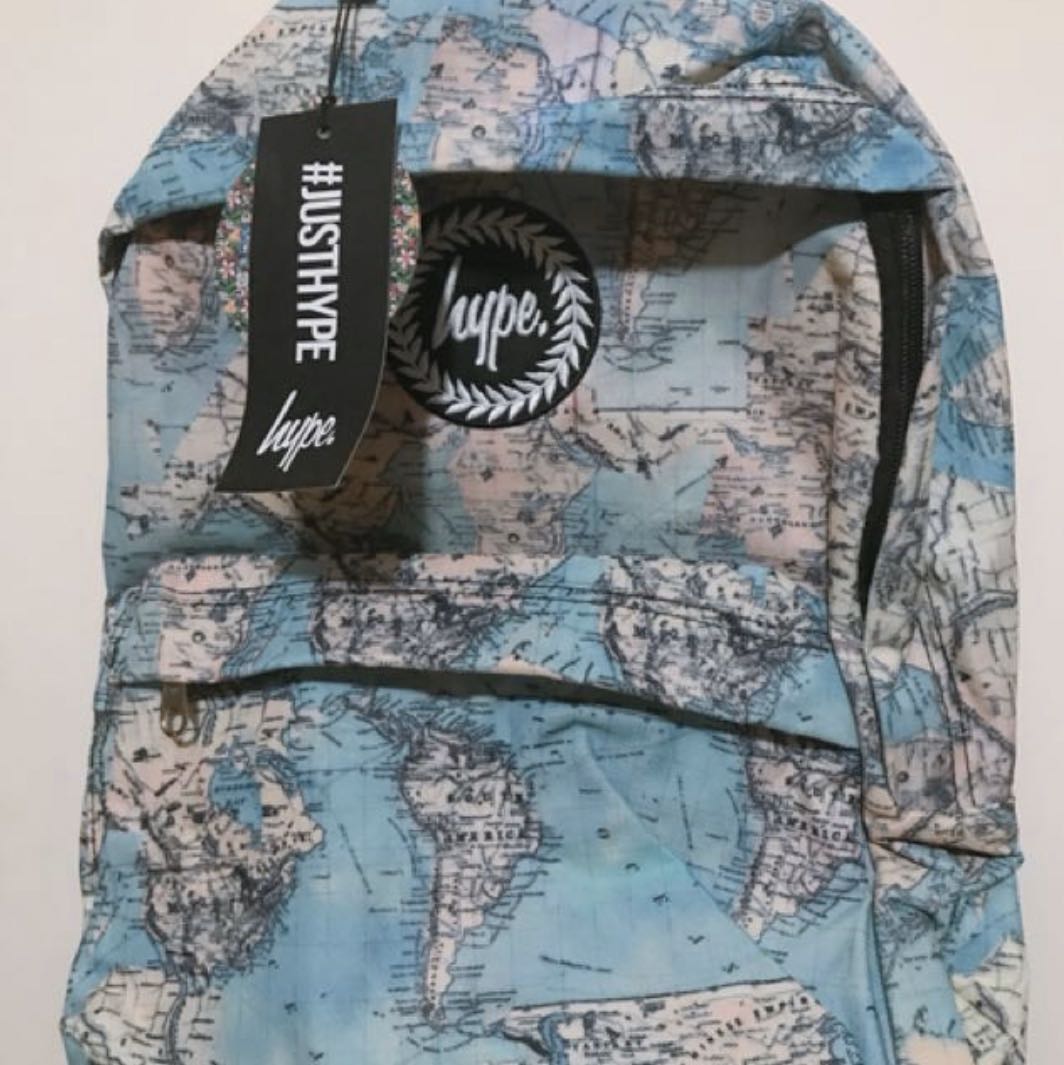 書包 學生 返學 背囊 Hype 地圖 袋 map backpack School bag, 女裝, 手袋及銀包, 背囊 - Carousell