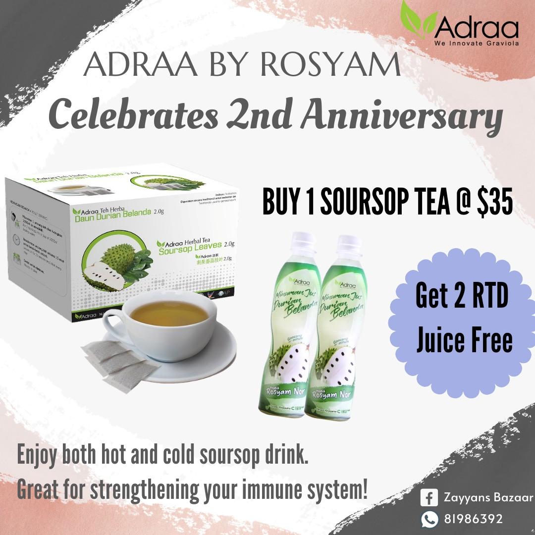 Adraa Soursop Tea, Food & Drinks, Beverages on Carousell