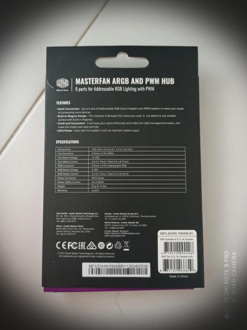 Cooler master ARGB and PWM Hub, Electronics, Computer Parts ...