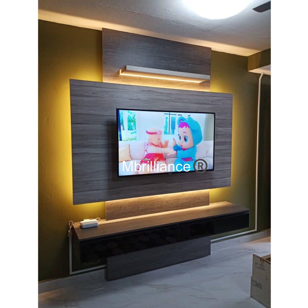 Full height tv console feature wall custom made, Furniture & Home ...