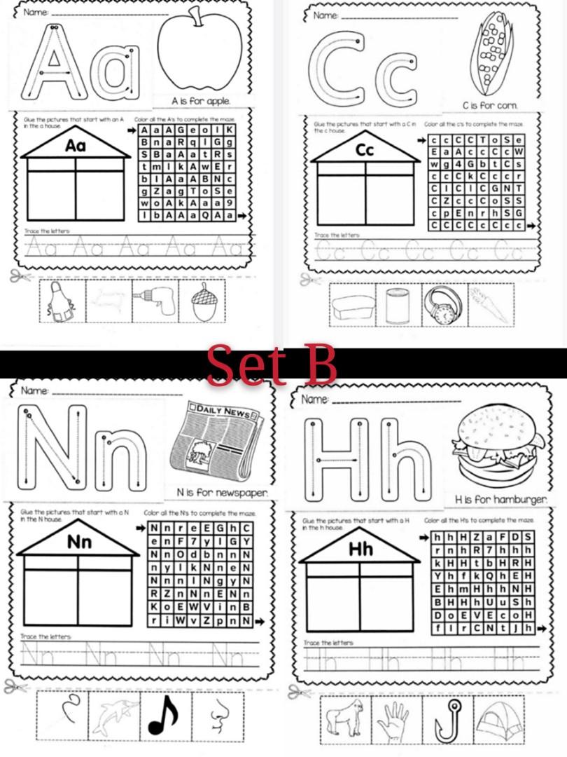 English - My 26 Alphabet Book From A to Z tracing recognise worksheet ...