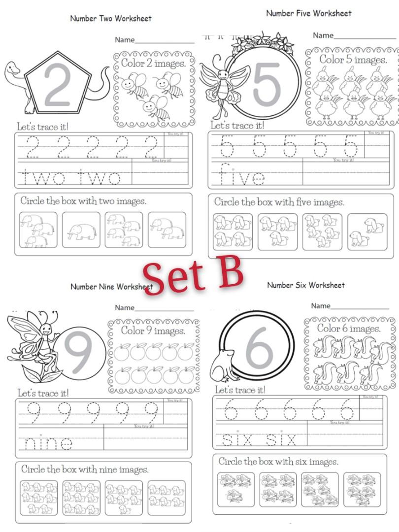 Nursery Kindergarten mathematics maths tracing numbers and spelling ...