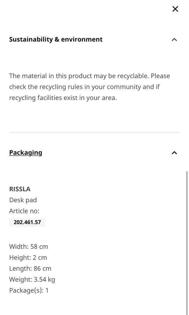 IKEA RISSLA Desk Pad (Black), Furniture & Home Living, Furniture ...