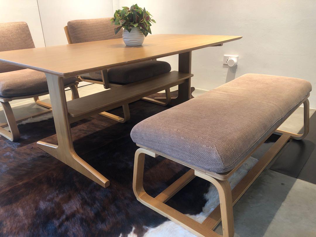 [Almost new condition] Muji Dining Set- 150x80cm table, Furniture ...