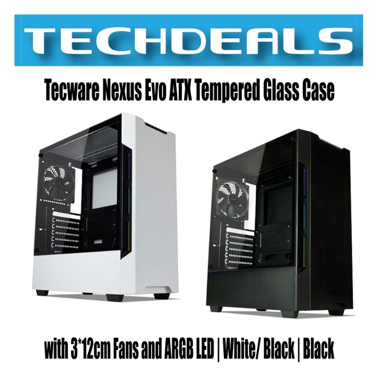 Tecware Nexus Evo ATX Tempered Glass Case with 3*12cm Fans and ARGB LED ...