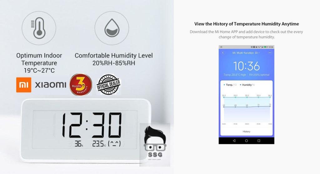 Xiaomi Multifunctional Digital Clock Temperature Humidity Sensor (Mi ...