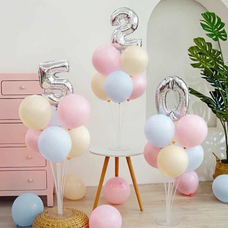 Birthday Decoration - Pastel Colour Balloons | Silver Foil Ballloons ...