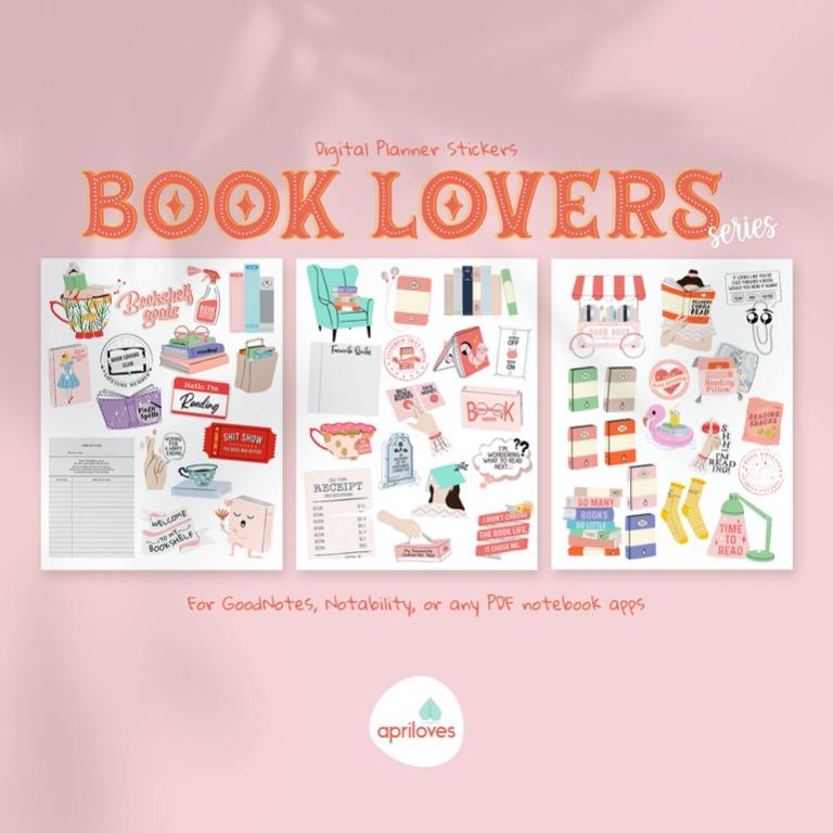 Book Lovers Digital Planner Stickers | GoodNotes Stickers | Transparent ...