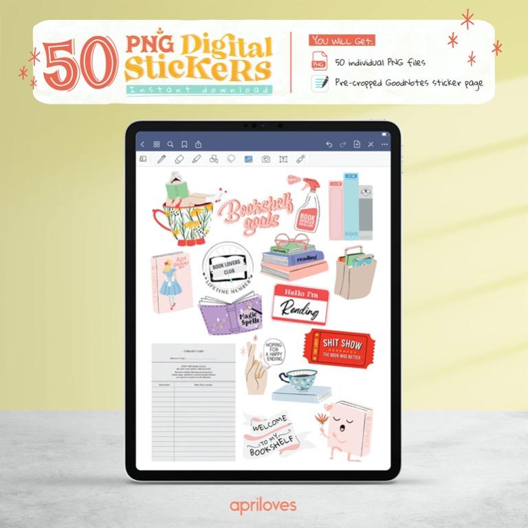 Book Lovers Digital Planner Stickers | GoodNotes Stickers | Transparent ...