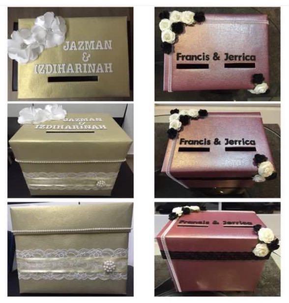 Customised wedding money box / ang pow box, Hobbies & Toys, Stationery ...
