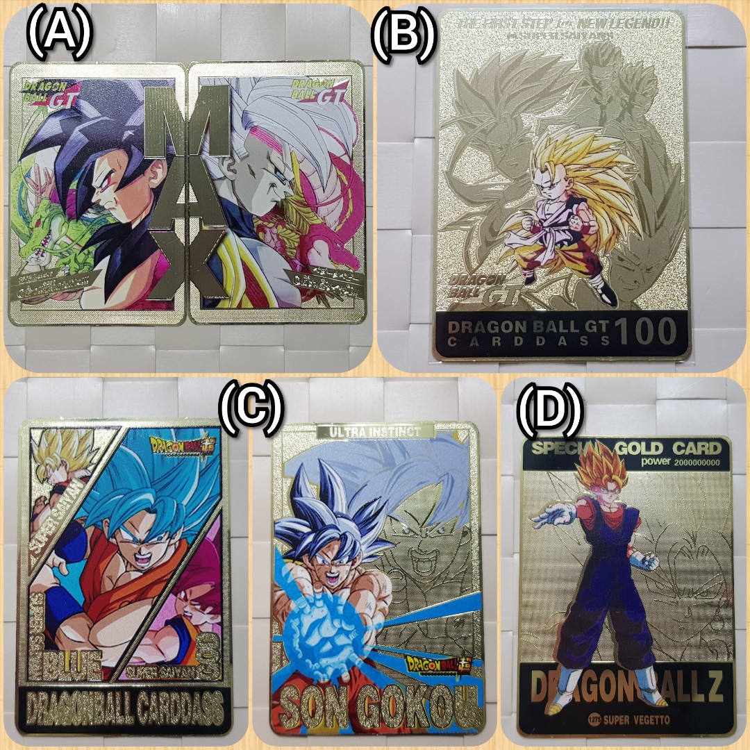 Dragonball gold metal card Dragon ball Super battle Carddass, Hobbies ...