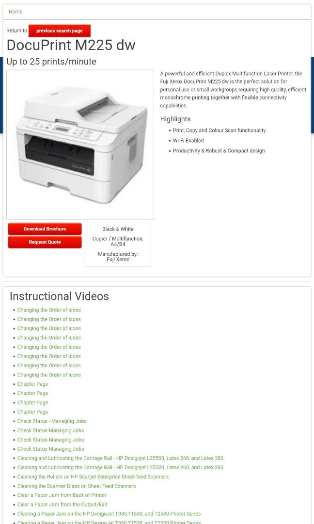 Fuji Xerox DocuPrint M225 dw Laser Printer, Computers & Tech, Printers ...