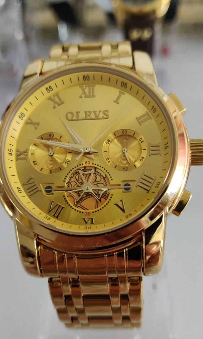 Fully gold plating Flywheel Chronograph Sports Quartz watch, Men's ...