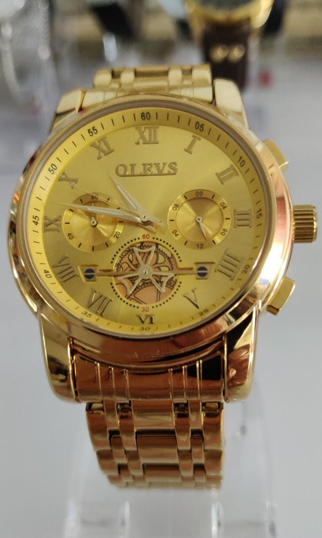 Fully gold plating Flywheel Chronograph Sports Quartz watch, Men's ...