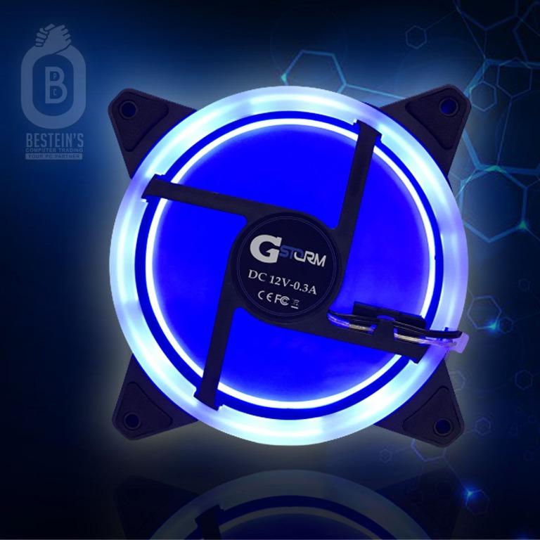 G-STORM Dual LED Ring FAN BLUE ,12V-0.3A, 120MM SIZE, Molex Power type ...