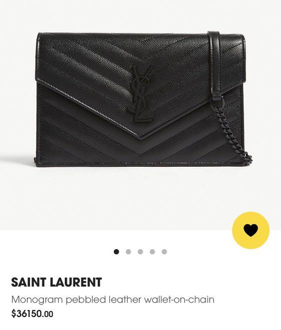 SAINT LAURENT 🇬🇧 YSL WOC Monogram leather chain wallet 聖羅蘭, 她的時尚, 包包、錢包 ...