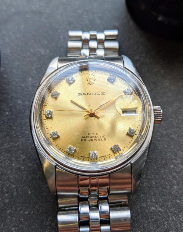 Sandoz Gold Finish Dial President Design Jubilee Bracelet 10 point ...
