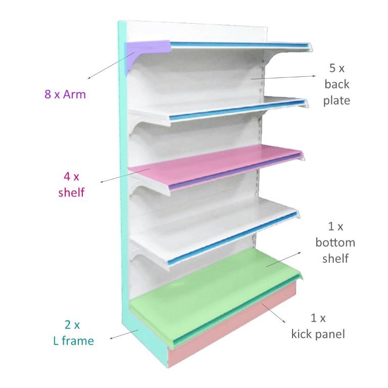 [USED] White Retail Shelf, Supermarket Shelves, Gondola Shelf, Heavy ...