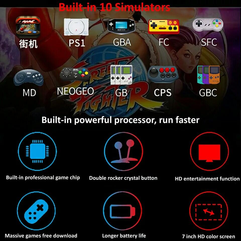 X12 PLUS Video Game 7inch LCD Double Rocker Portable Handheld Retro ...