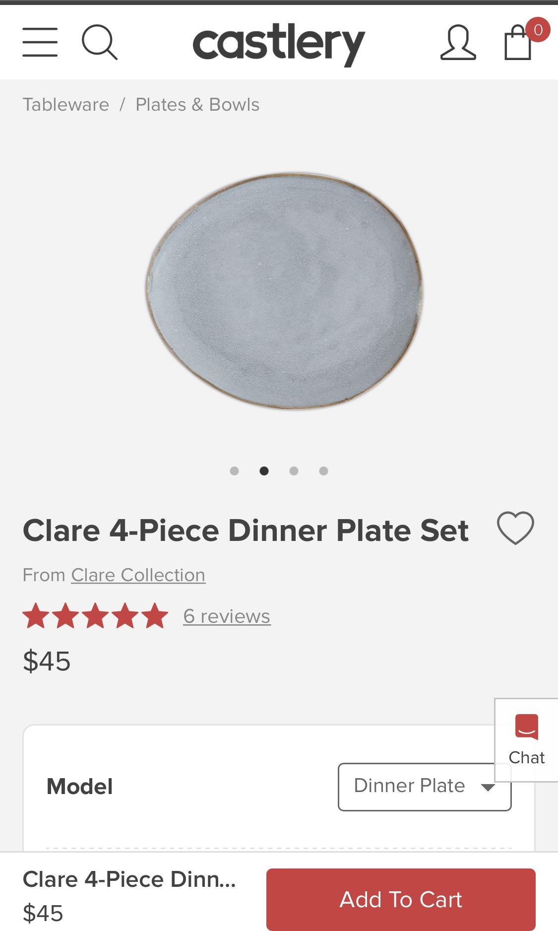 Castlery dinner plates stoneware (set of 6), Furniture & Home Living ...