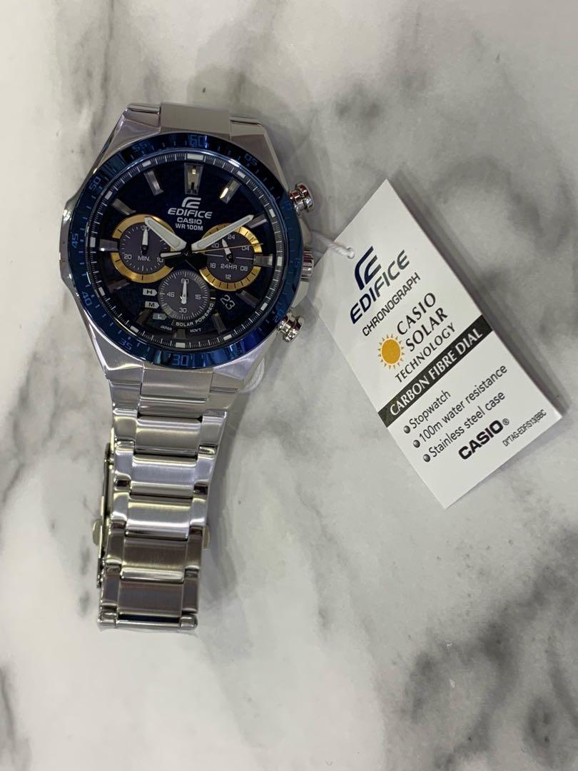 Edifice Solar Powered Chronograph Carbon Fiber Dial Blue (Authentic ...