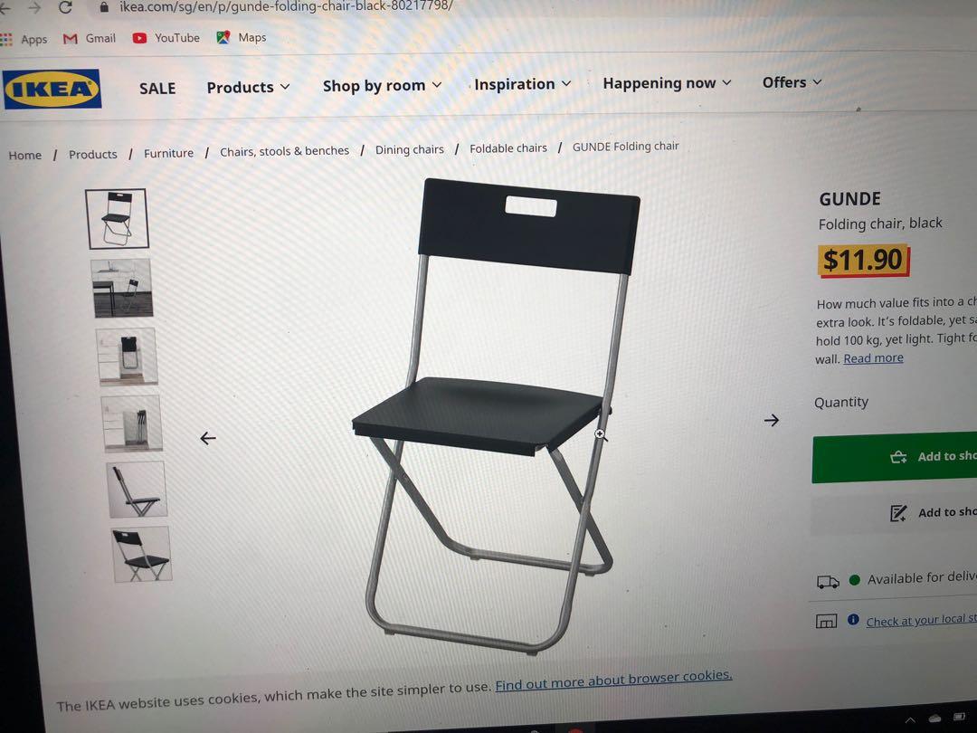 IKEA Gunde Folding chairs - set of 5, Furniture & Home Living ...