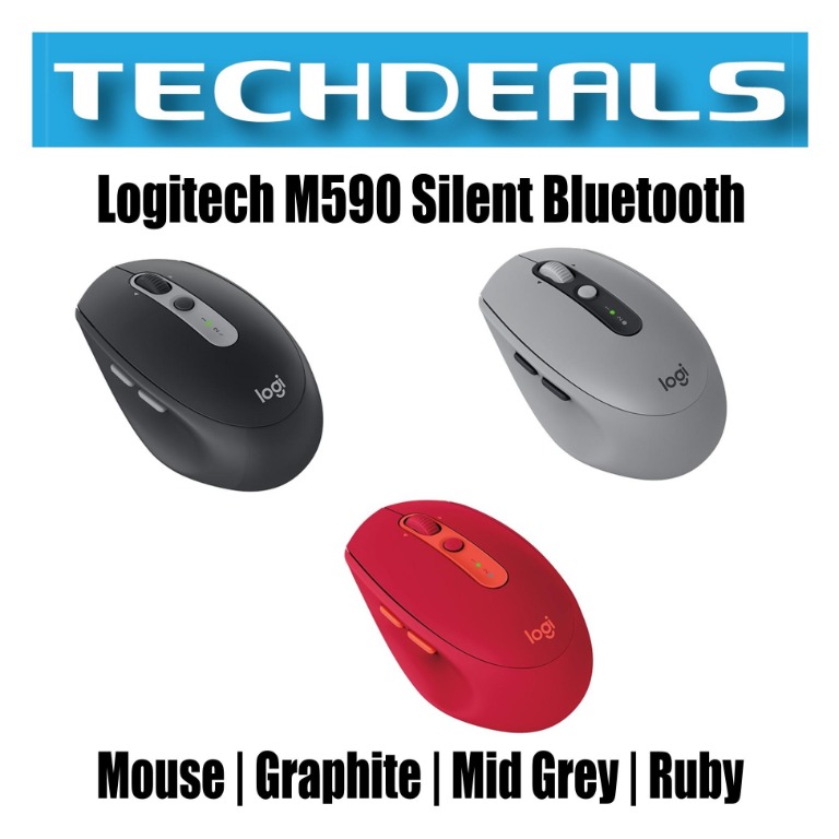 Logitech M590 Silent Bluetooth Mouse Graphite Mid Grey Ruby