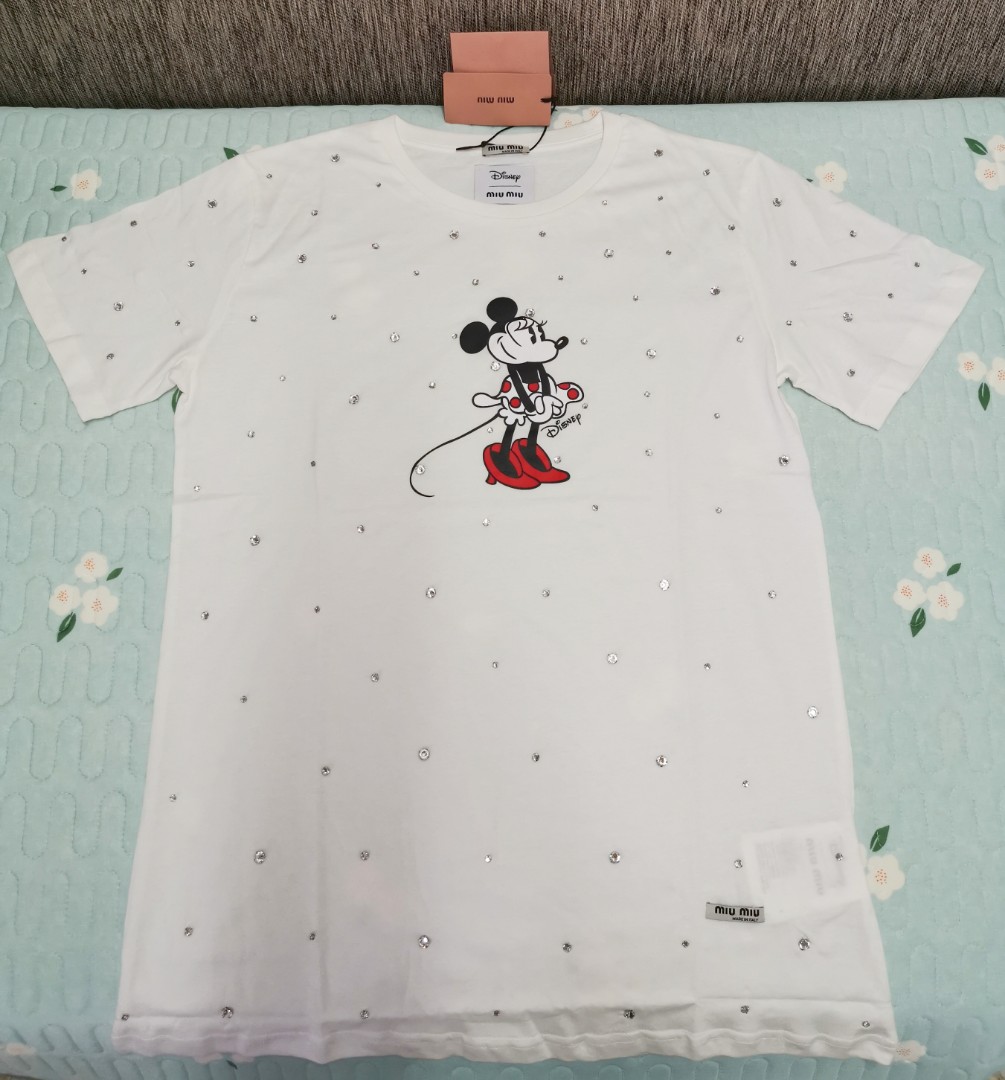 Miu Miu Mickey mouse T-shirt, Women's Fashion, Tops, Blouses on Carousell
