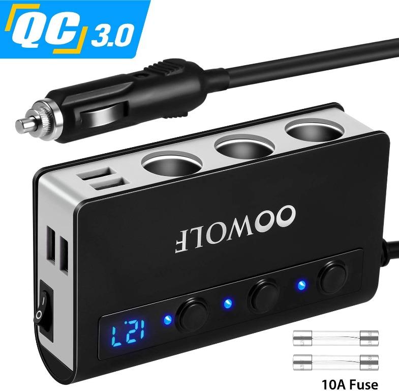 PFP4P OOWOLF Quick Charge 3.0 Cigarette Lighter Adapter,180W 12V/24V 3 ...