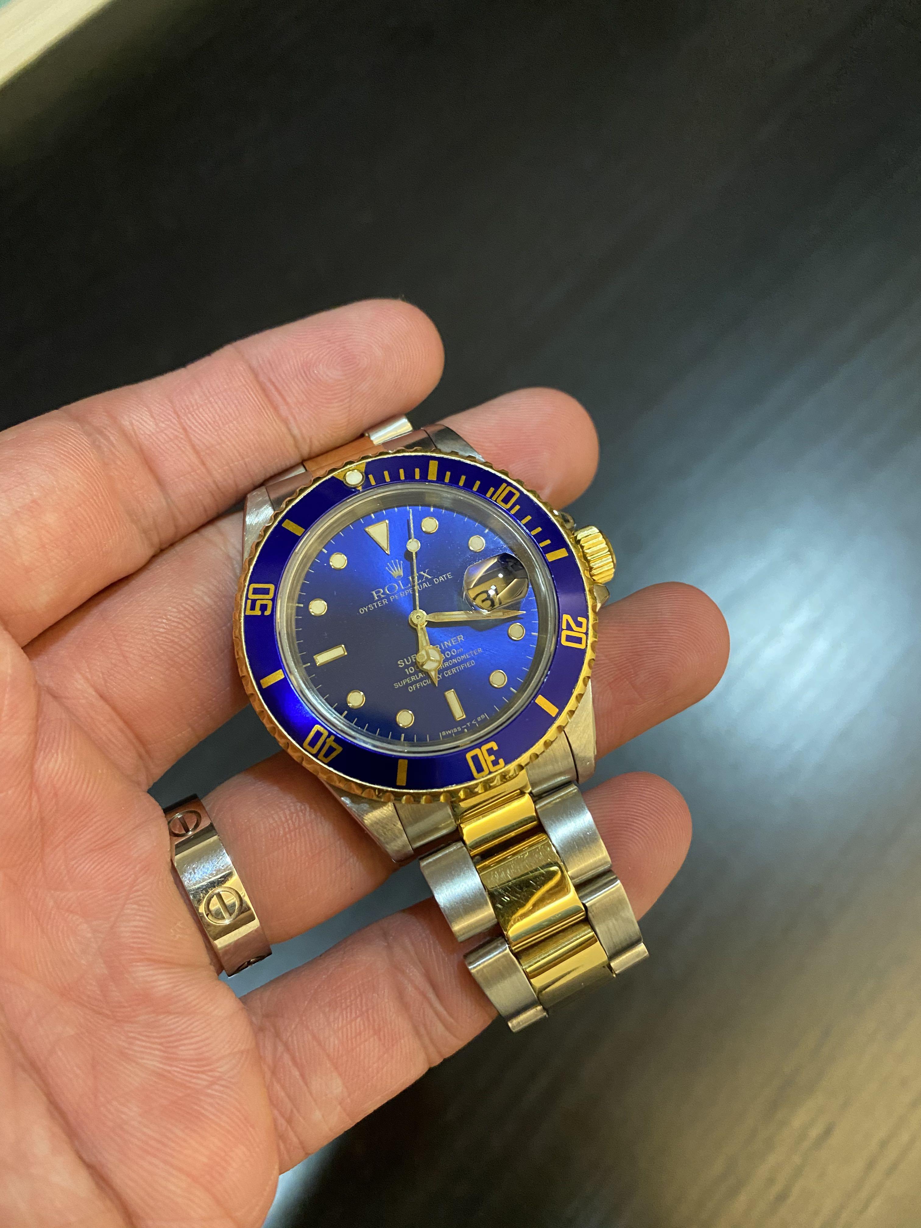 Rolex Submariner 16613 Bluesy Purple Tritium Ribena Dial Half Gold, Men ...