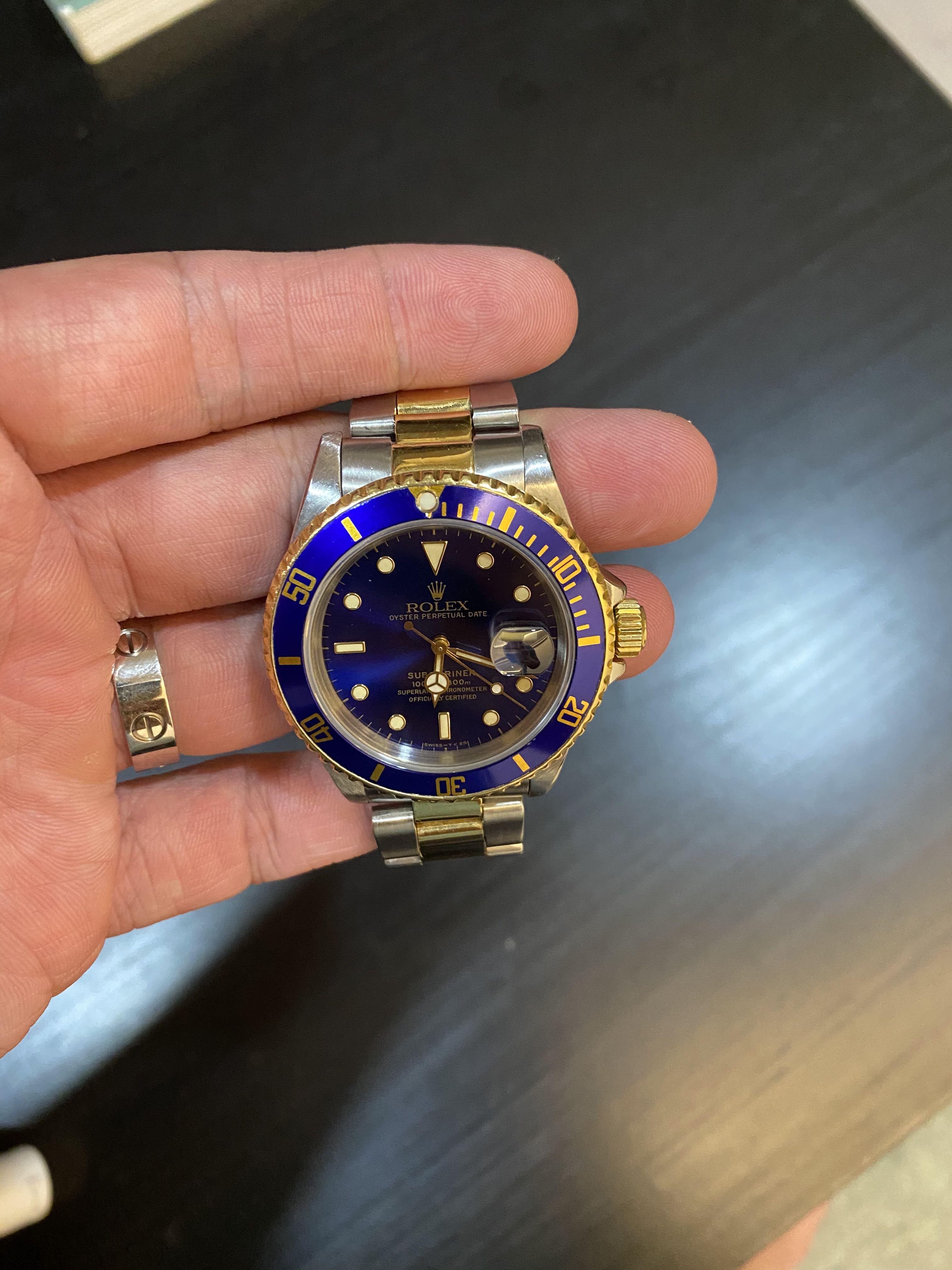 Rolex Submariner 16613 Bluesy Purple Tritium Ribena Dial Half Gold, Men ...