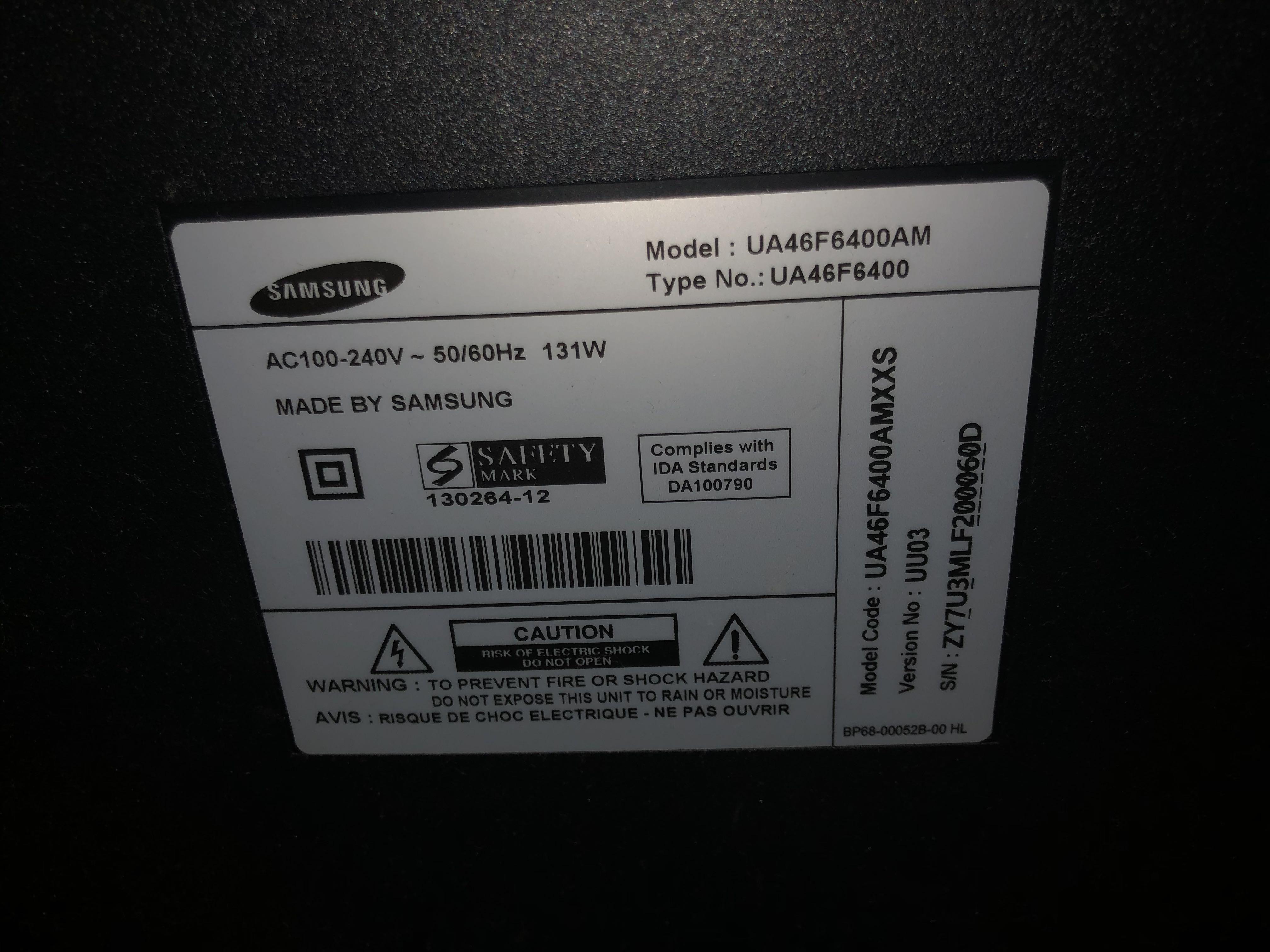 Samsung TV UA46F6400, TV & Home Appliances, TV & Entertainment, TV on ...