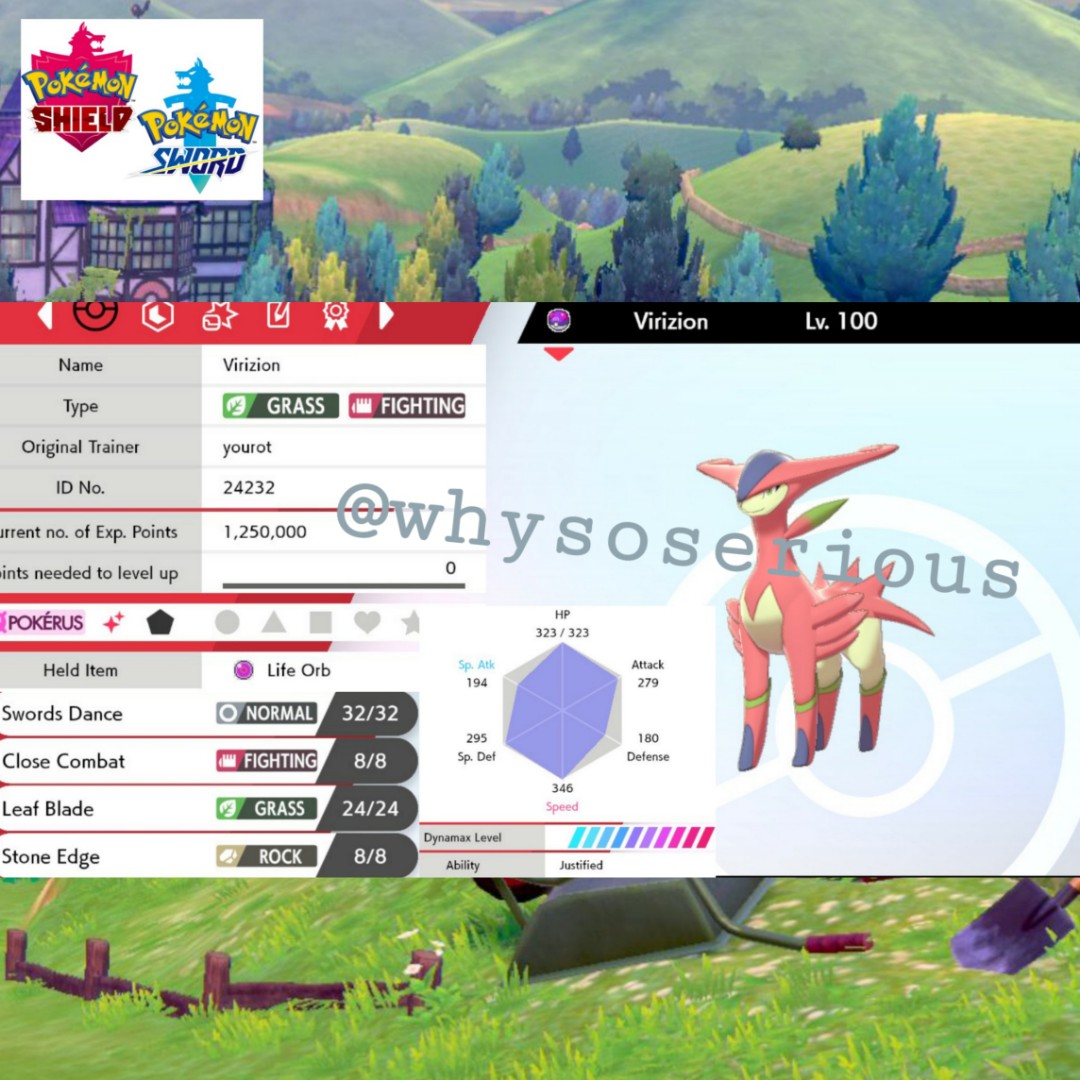 Square Shiny Virizion, Pokemon Sword and Shield, Max stats, Toys ...