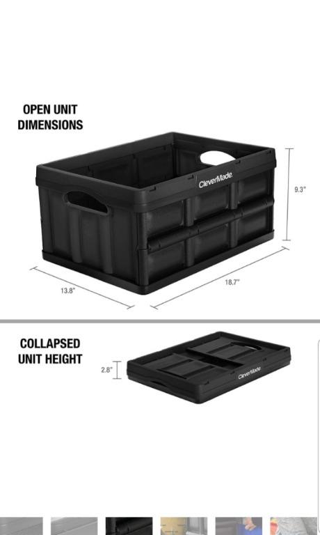 THREE HEAVY DUTY CleverMade CleverCrates 32 Liter Collapsible Storage ...