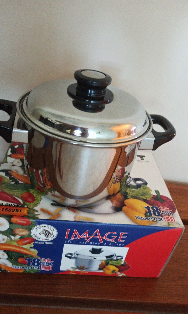 Zebra 18cm 3L stainless steel pot, Furniture & Home Living, Kitchenware ...