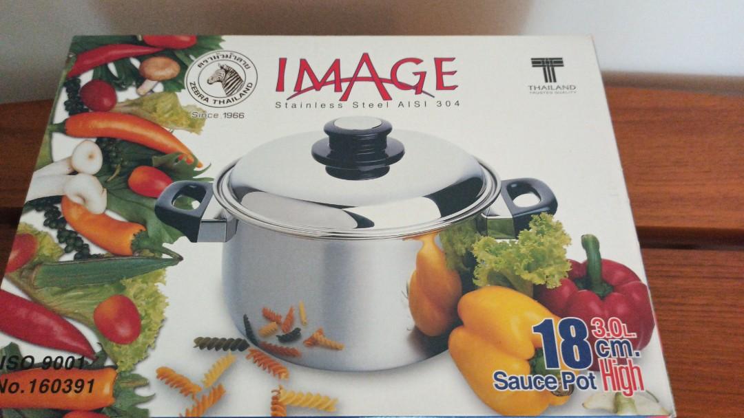 Zebra 18cm 3L stainless steel pot, Furniture & Home Living, Kitchenware ...