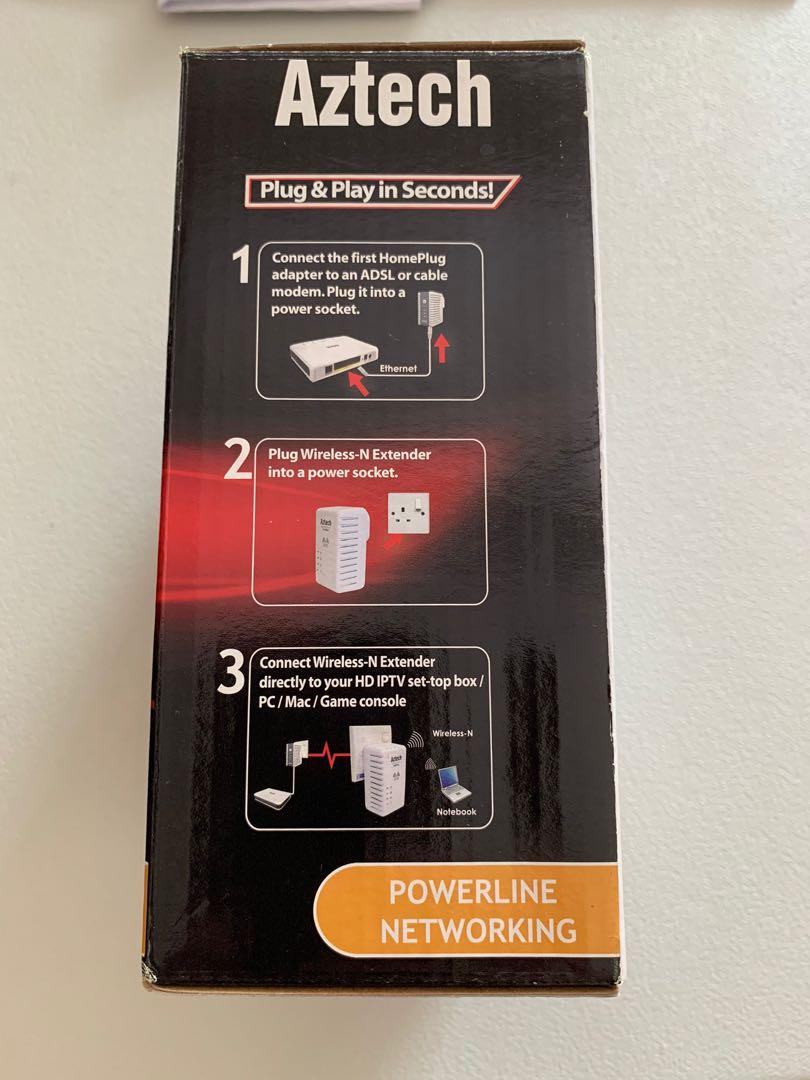 Aztech Powerline + Wireless Extender, Electronics, Others on Carousell