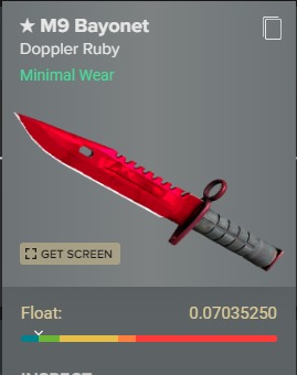 CSGO's M9 Bayonet Doppler Ruby (Minimal Wear), Video Gaming, Gaming ...