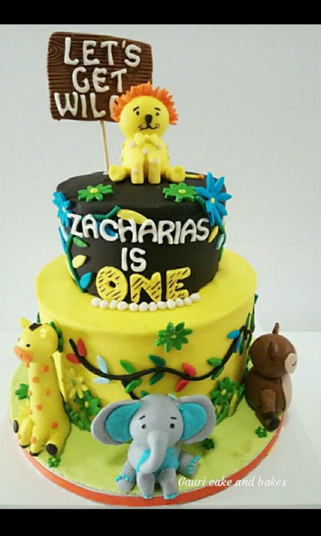 Customised Animal's theme cake Animals theme cake jungle animals theme ...
