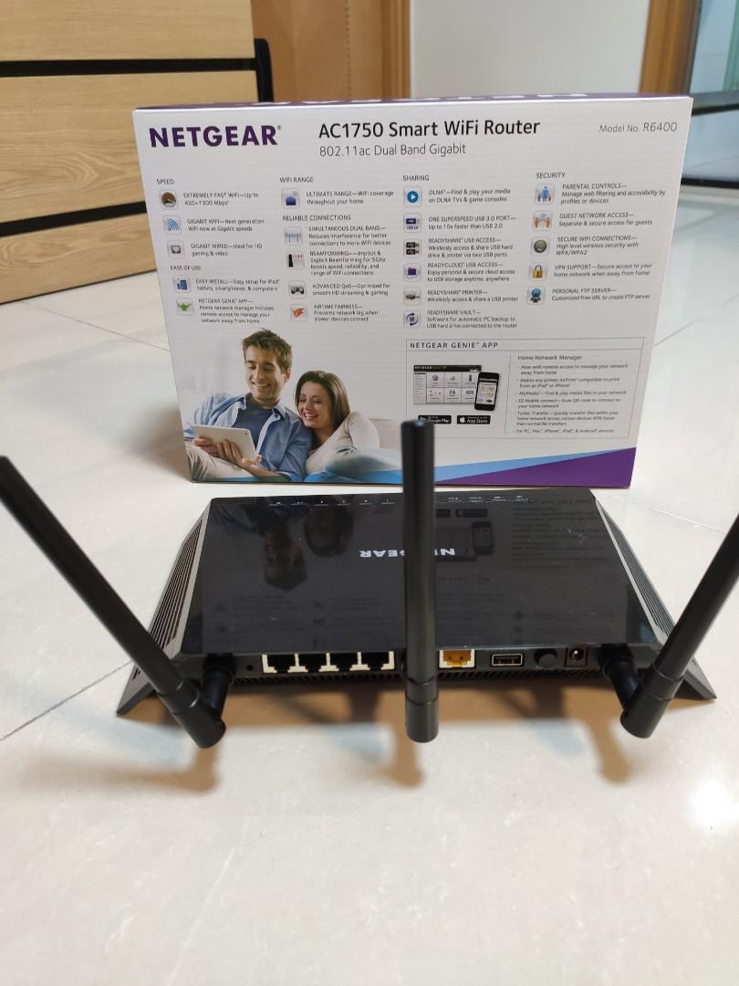 Netgear AC1750 Smart WiFi Router (R6400v2), 電腦＆科技, 電腦周邊及配件, Wifi及上網相關產品 ...