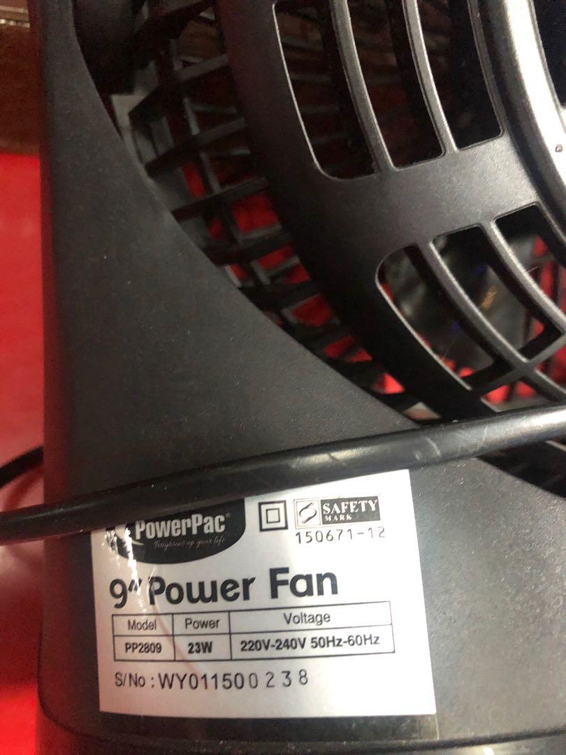 PowerPac 9 inch power fan, Everything Else on Carousell