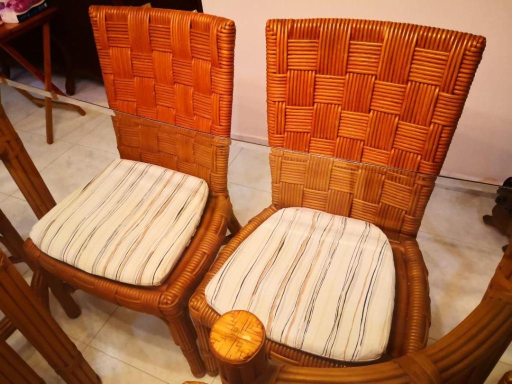 Solid Hand-woven Rattan Dining Set (include delivery), Furniture & Home ...