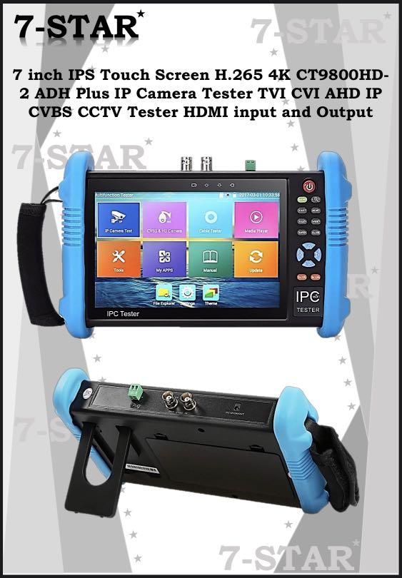 All in One CCTV Tester-IP & Analog Camera Tester with 7”inch IPS Touch ...