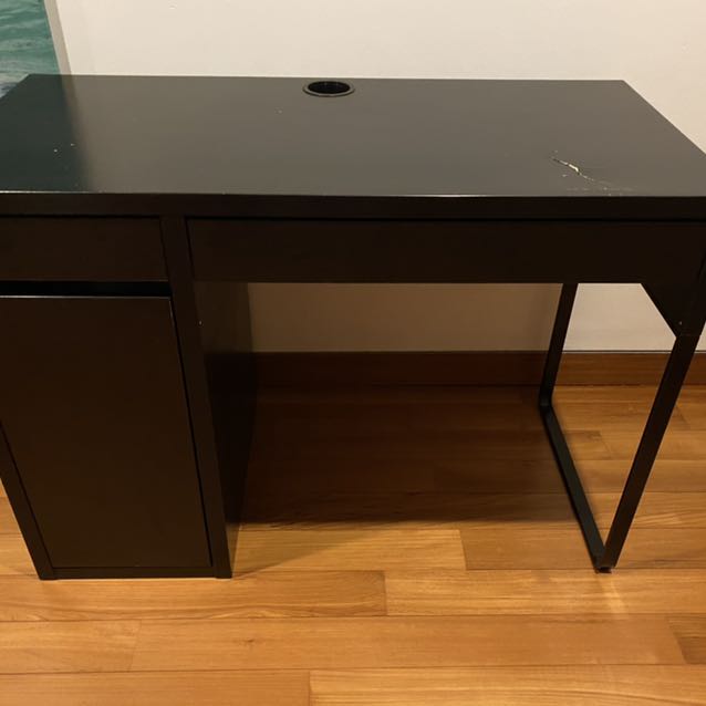 Ikea black Study Table, Free Items on Carousell