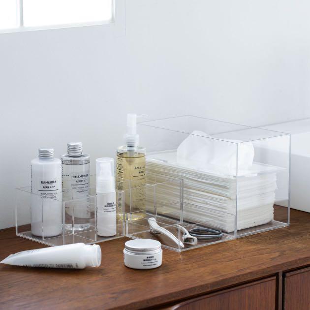MUJI stackable acrylic box M & L, Furniture & Home Living, Home ...